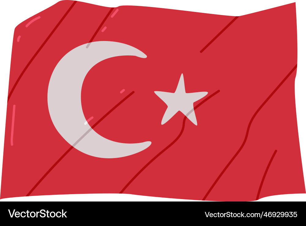 Red flag with white star and crescent Royalty Free Vector