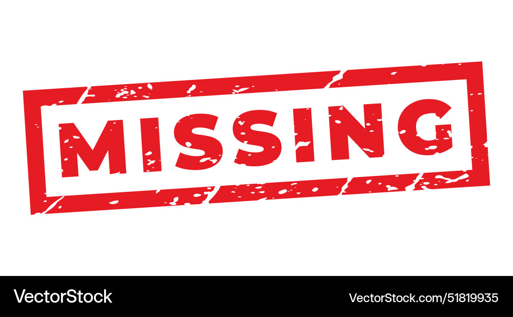 Red missing isolated stamp with grunge Royalty Free Vector