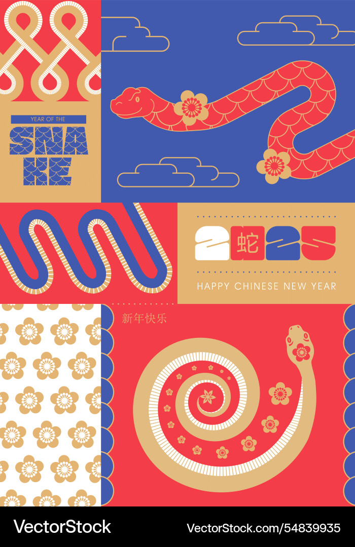 Set of year the snake 2025 background image Vector Image