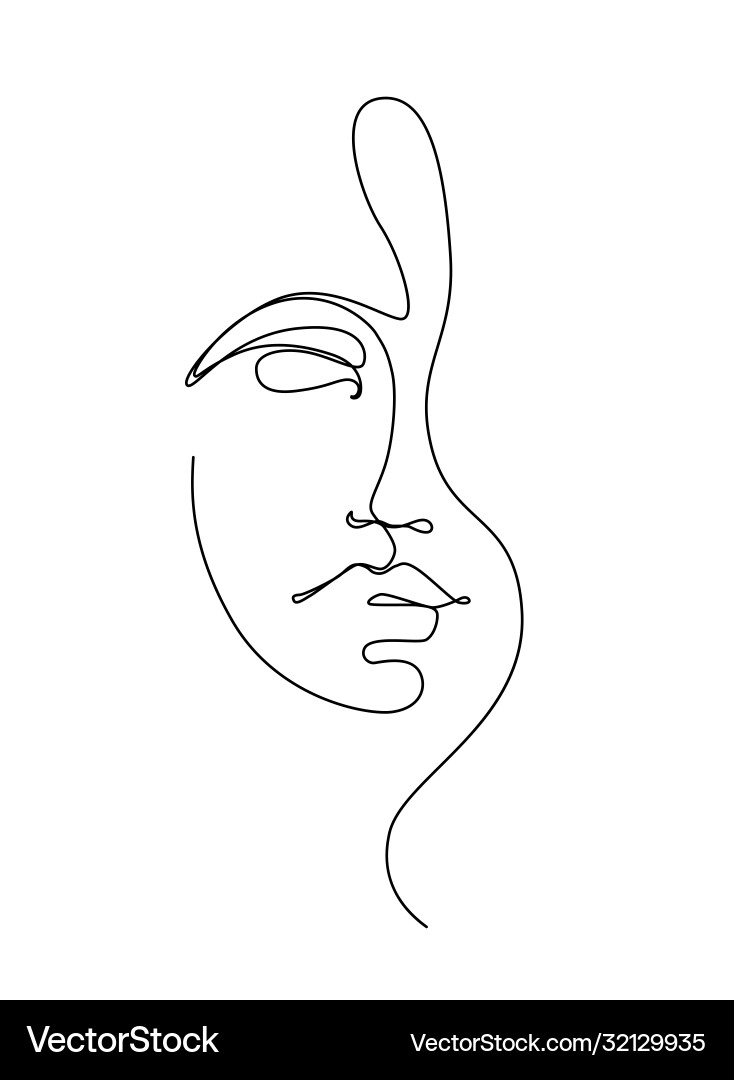 Single Line Woman Portrait Royalty Free Vector Image