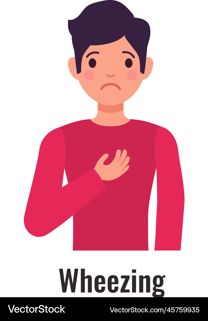 Wheezing asthma symptom composition Royalty Free Vector