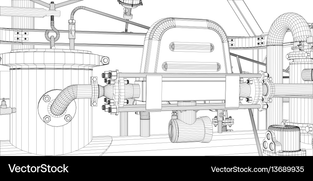 Wire-frame industrial equipment Royalty Free Vector Image