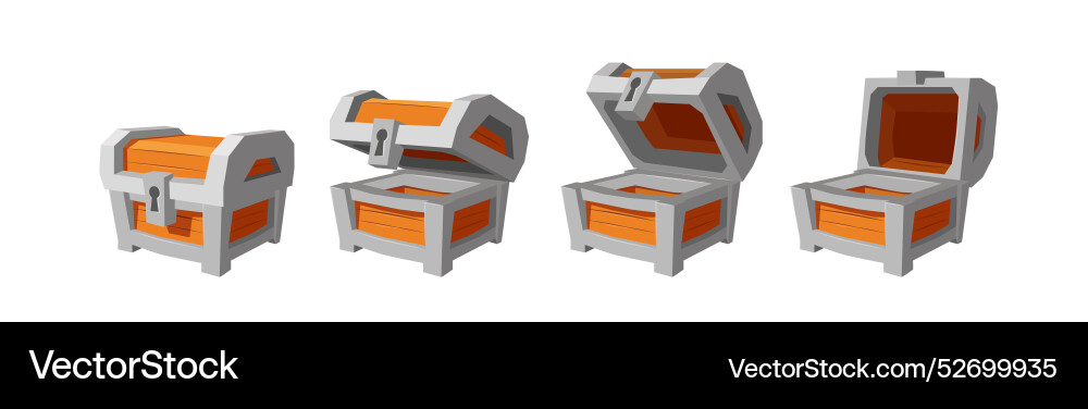 Wooden empty chest with different lid positions Vector Image