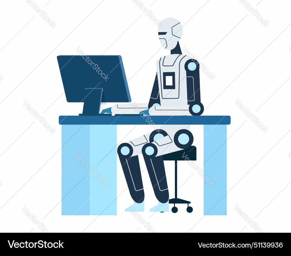 Artificial intelligence robot sitting on chairs Vector Image
