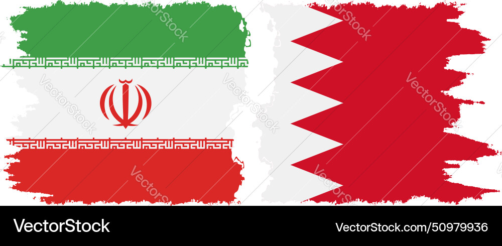 Bahrain and iran grunge flags connection Vector Image