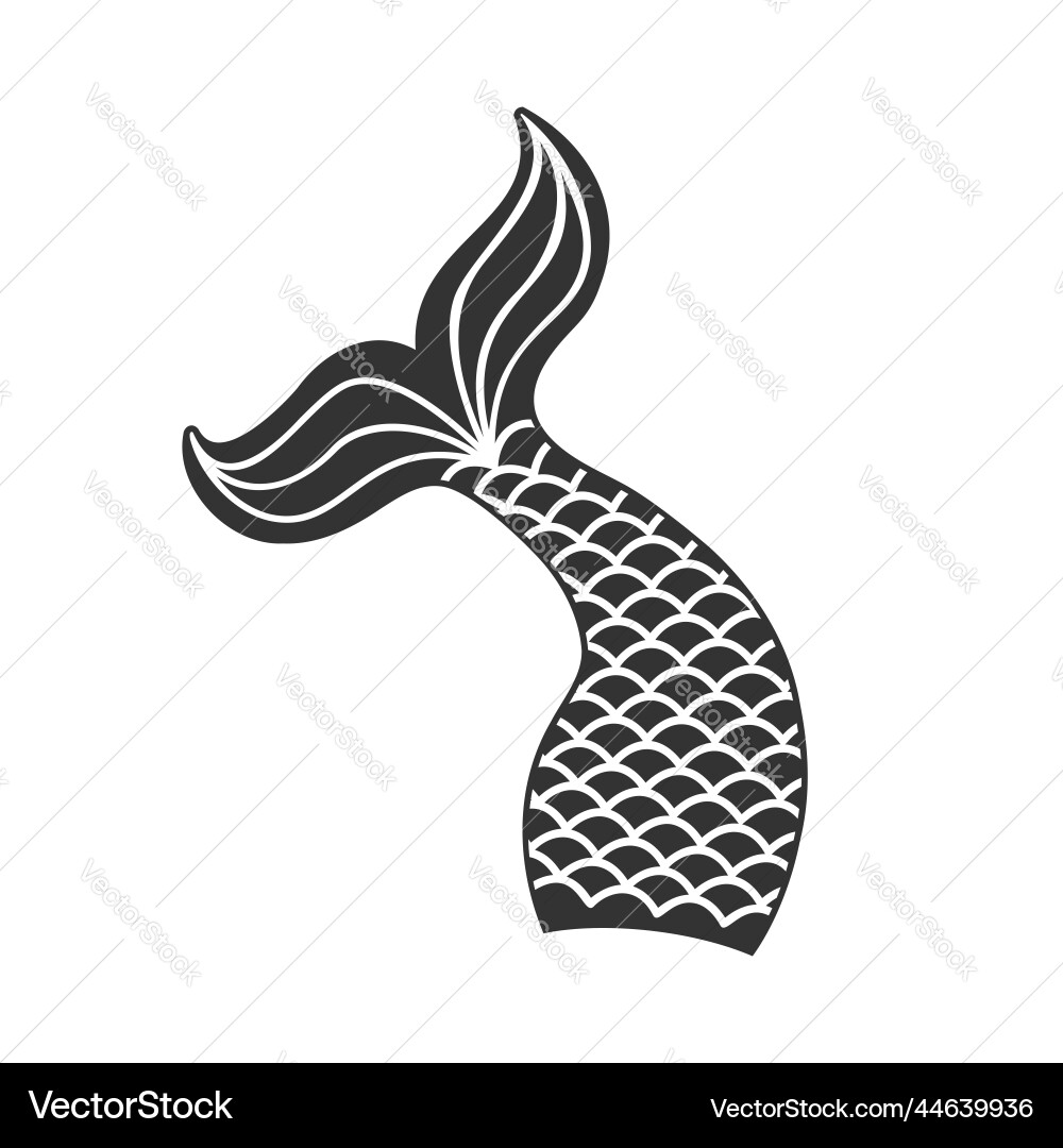 Mermaid tail with squama silhouette props Vector Image