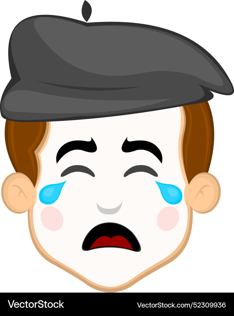 Mime character tears crying Royalty Free Vector Image