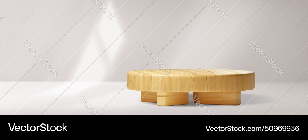 Round wooden platform on white background Vector Image