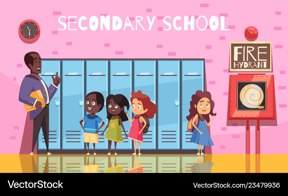 Secondary school cartoon Royalty Free Vector Image