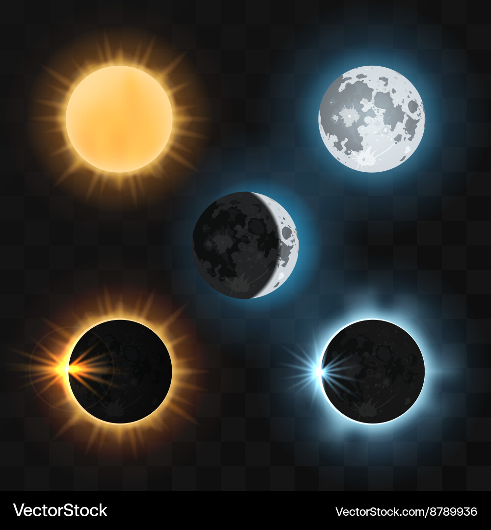 Sun moon eclipses Royalty Free Vector Image - VectorStock