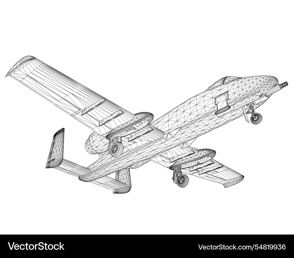 Wireframe combat aircraft in isolate on a white Vector Image