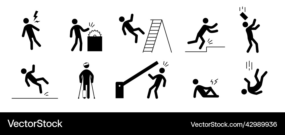 Workplace Safety - Injury Icon Set Royalty Free Vector Image