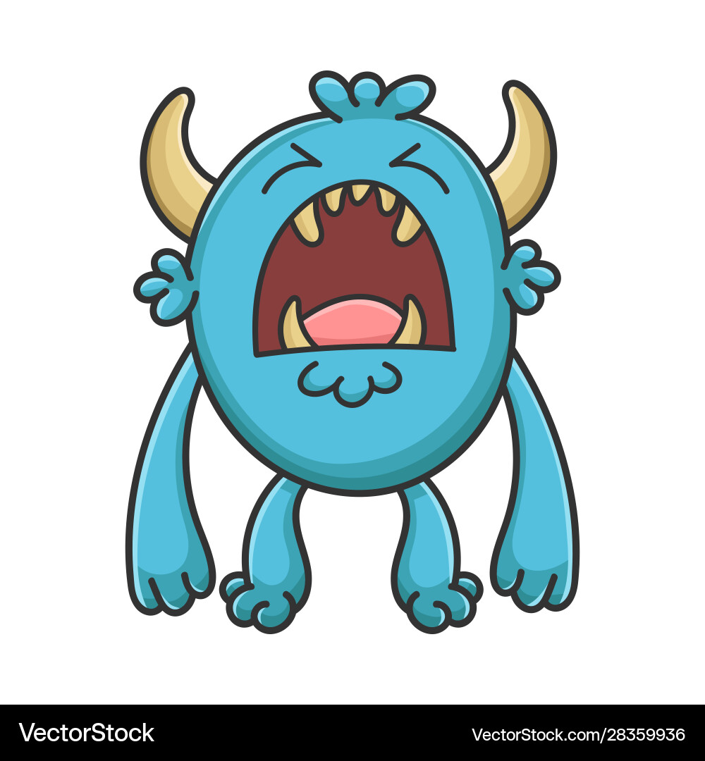 Yelling cartoon furry creature monster Royalty Free Vector