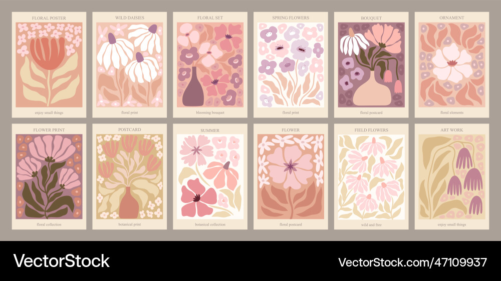 Boho floral posters with for your design hand Vector Image