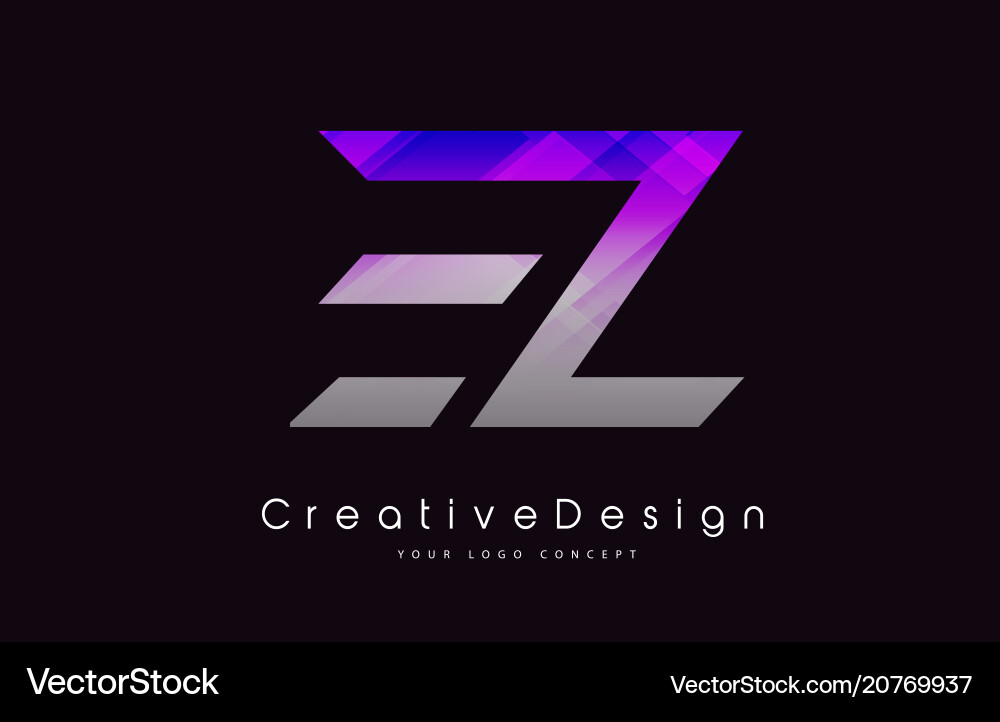 Ez letter logo design purple texture creative Vector Image