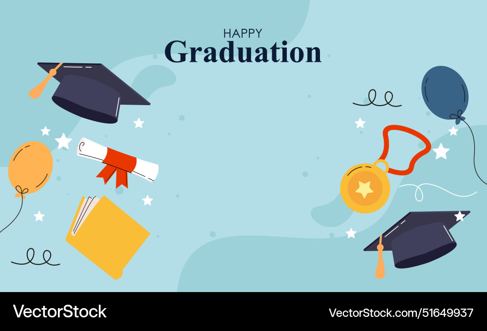 Graduation banner with cartoon Royalty Free Vector Image