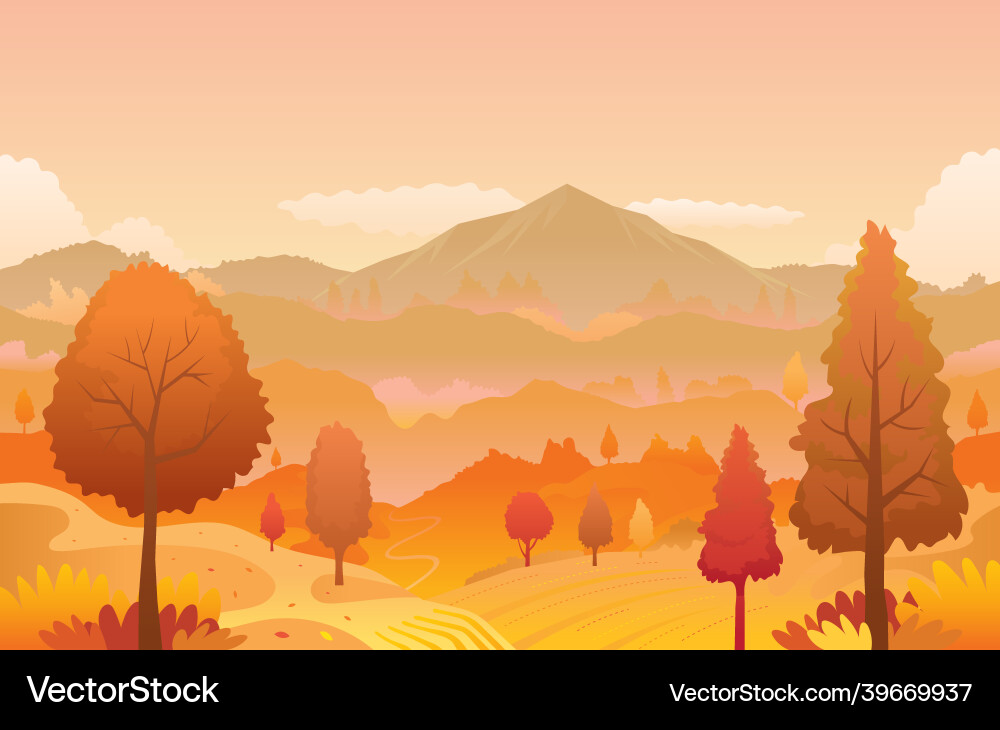 Mountain landscape in autumn background Royalty Free Vector