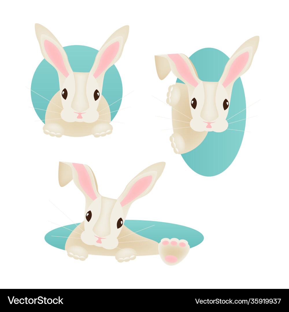 Set cute rabbit characters Royalty Free Vector Image