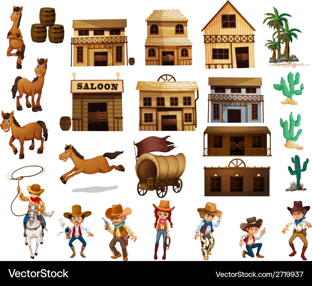 Western cowboys Royalty Free Vector Image - VectorStock