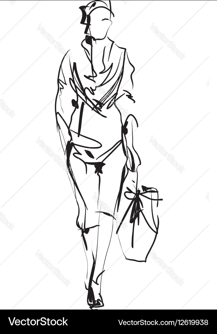 Fashion model sketch Royalty Free Vector Image