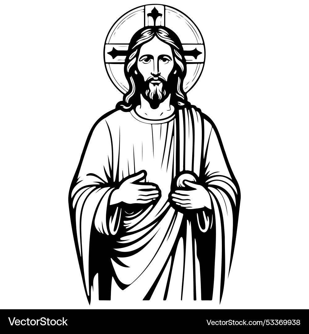 Ink jesus ink hand drawn line transparent Vector Image