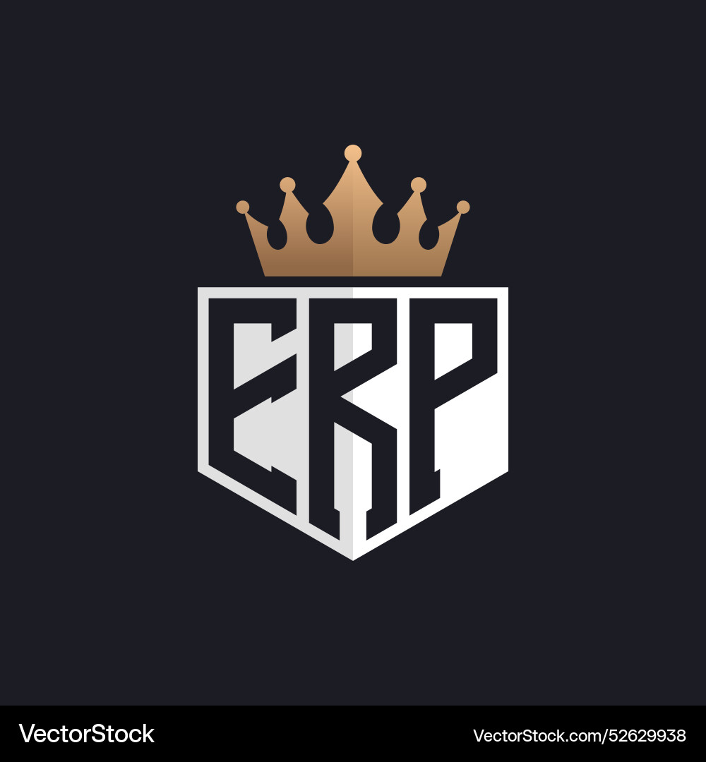 Luxury erp logo with crown elegant initials Vector Image