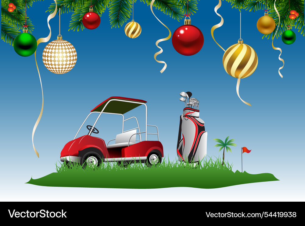 Merry christmas golf course Royalty Free Vector Image