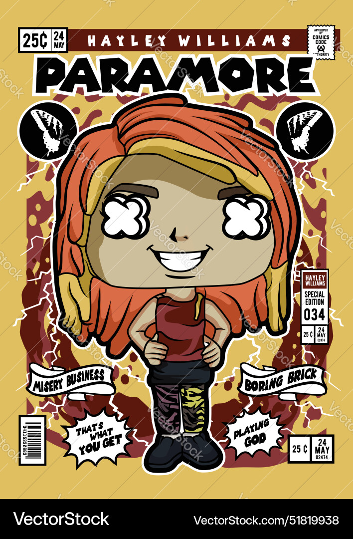 Pop art paramore hayley williams Royalty Free Vector Image
