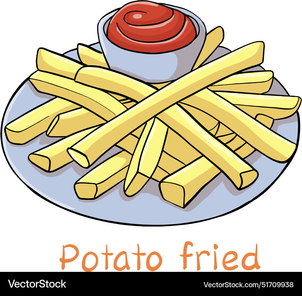 Potato fried Royalty Free Vector Image - VectorStock