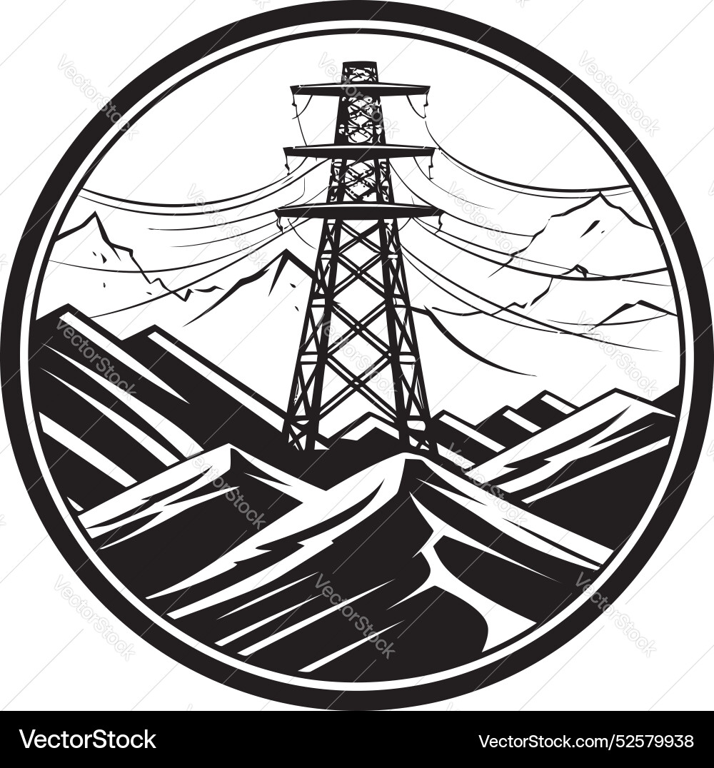 Powervert iconic emblem for high voltage electric Vector Image