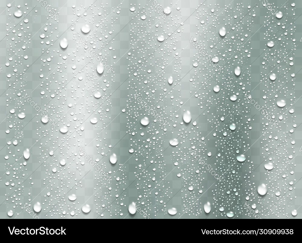 Realistic water droplets on transparent window Vector Image