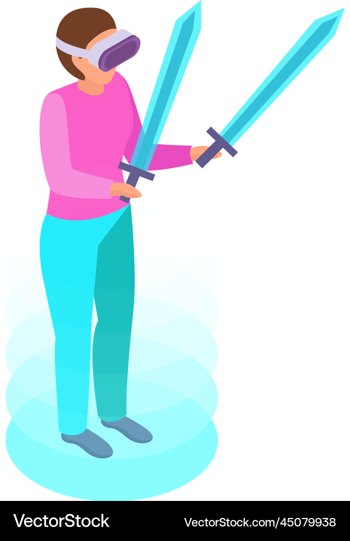 Vr swords isometric composition Royalty Free Vector Image