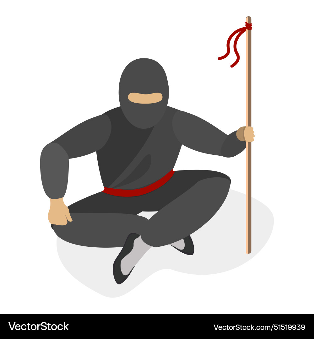 3d isometric flat set of ninja warriors Royalty Free Vector