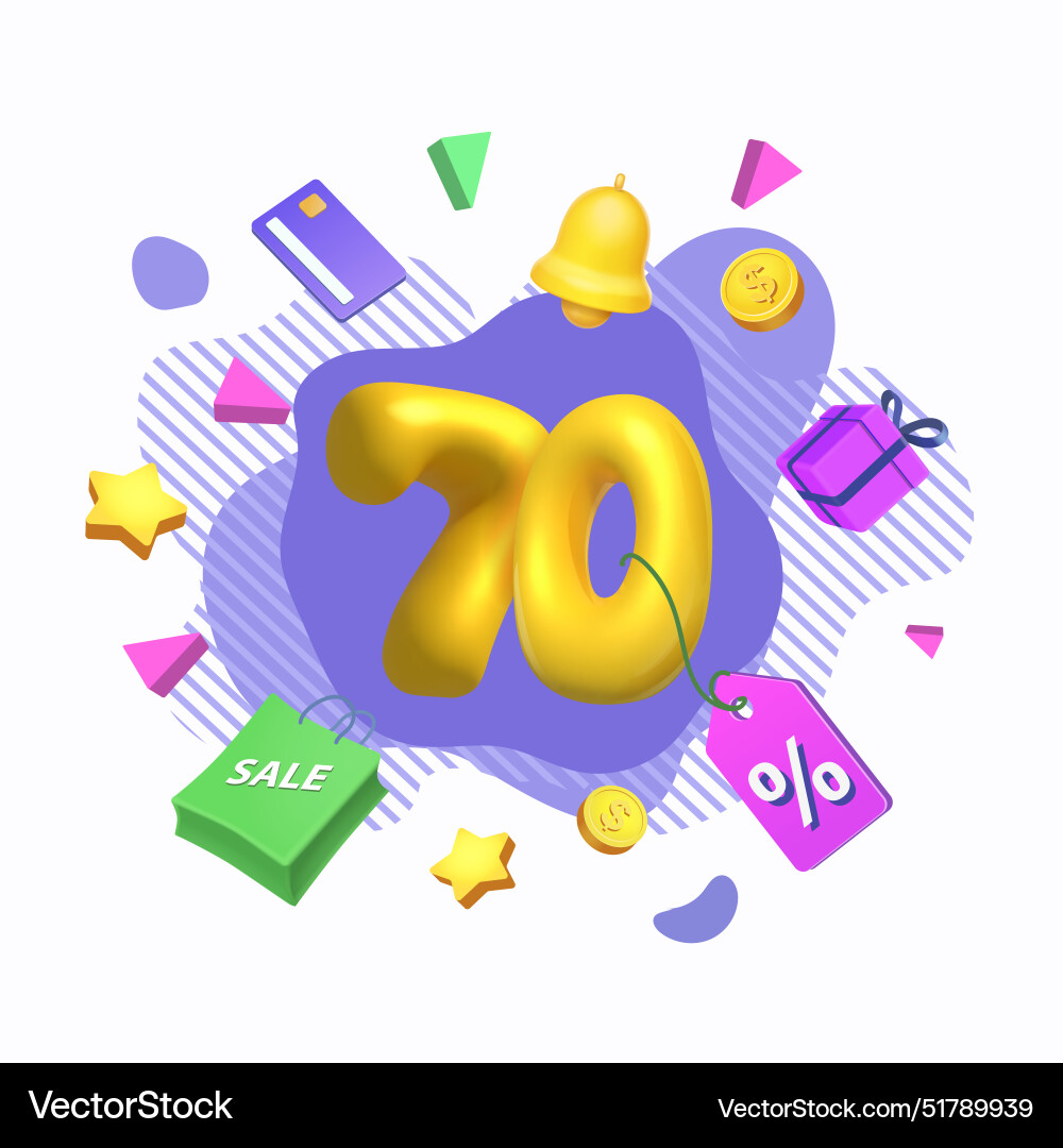 70 percentage for discount store special offer Vector Image