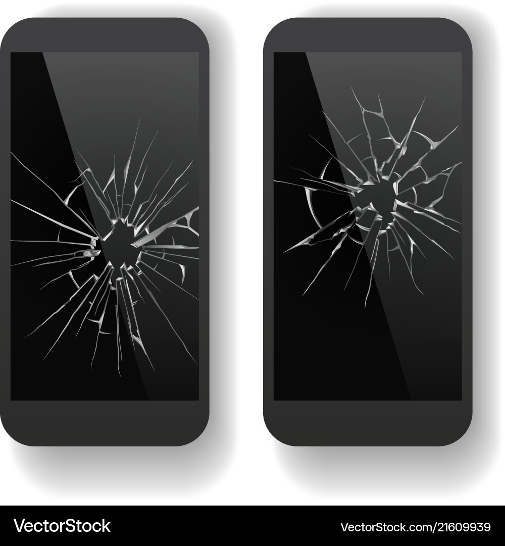 Broken mobile phone cracked smartphone screen Vector Image