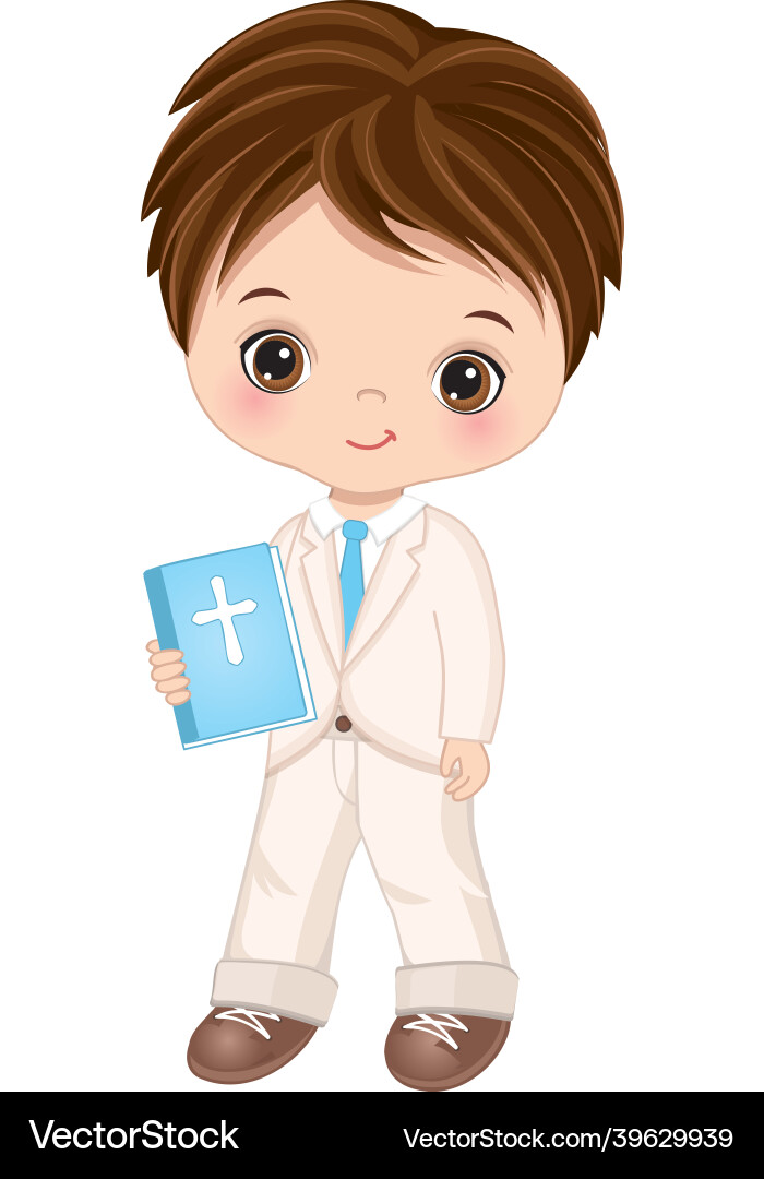 First holy communion for cute little boy Vector Image