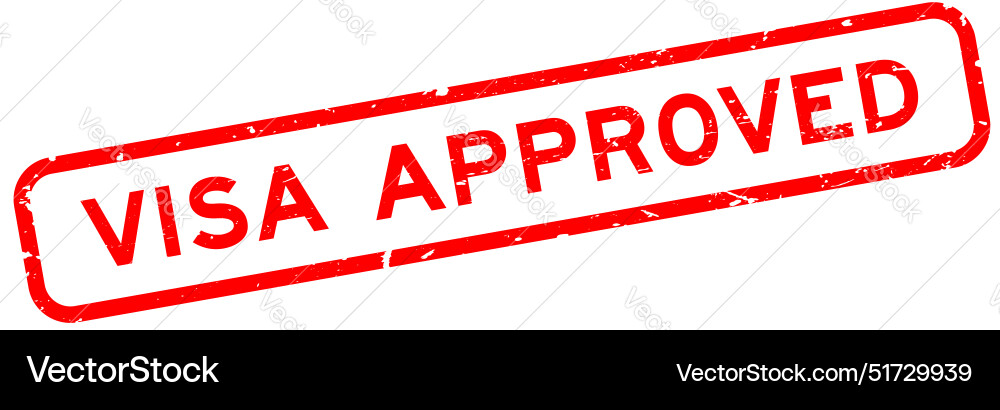 Grunge red visa approved word square rubber seal Vector Image