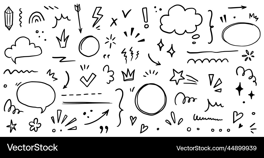 Hand Drawn Emphasis & Arrow Set Royalty Free Vector