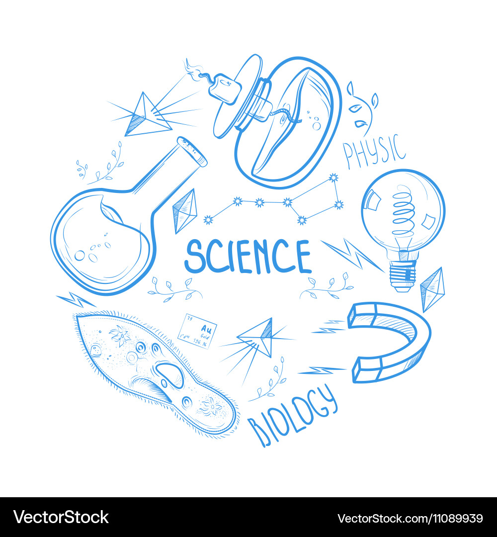 Hand drawn science set circle design Royalty Free Vector