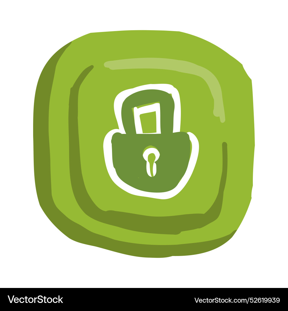 Lock button in cartoon doodle style mobile app Vector Image