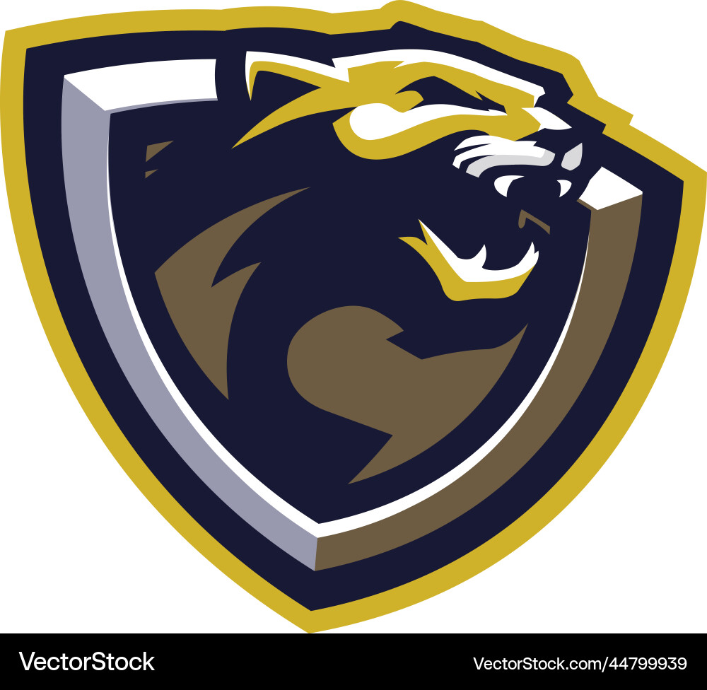 Logo of a puma inside shield Royalty Free Vector Image