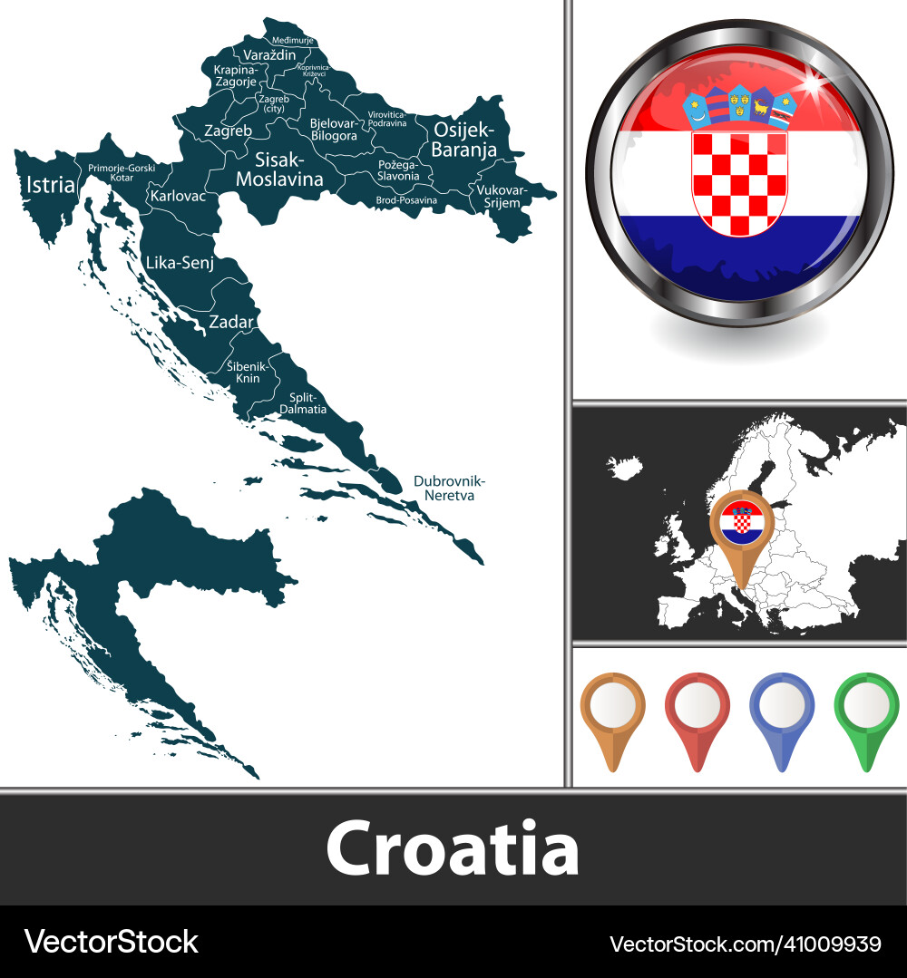 Map of croatia Royalty Free Vector Image - VectorStock