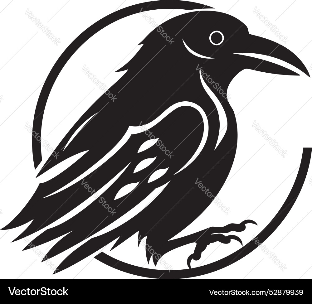 Mysterious black raven emblem modern Royalty Free Vector