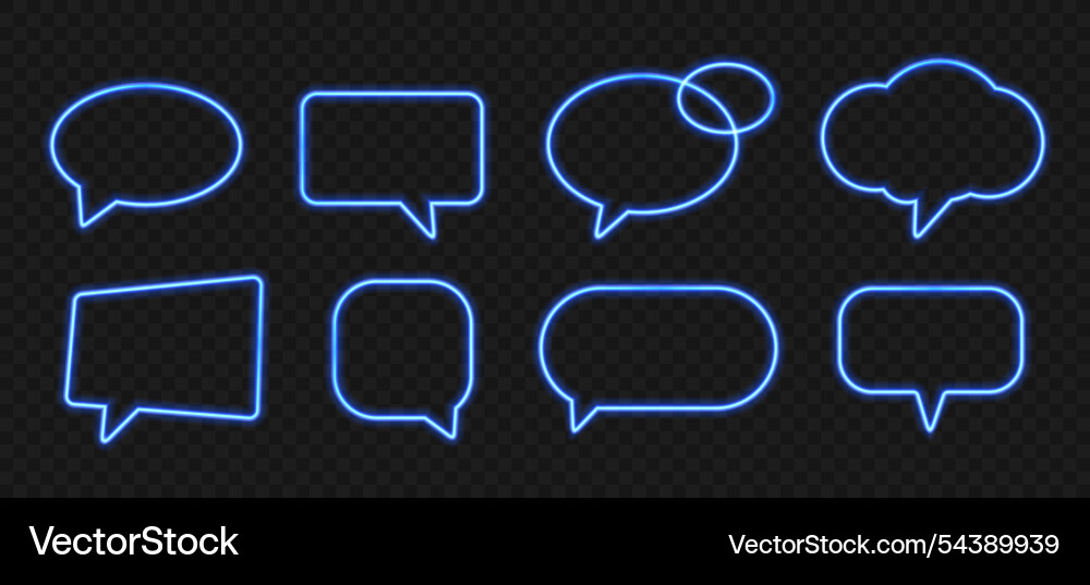 Neon speech bubbles bright light frames Royalty Free Vector