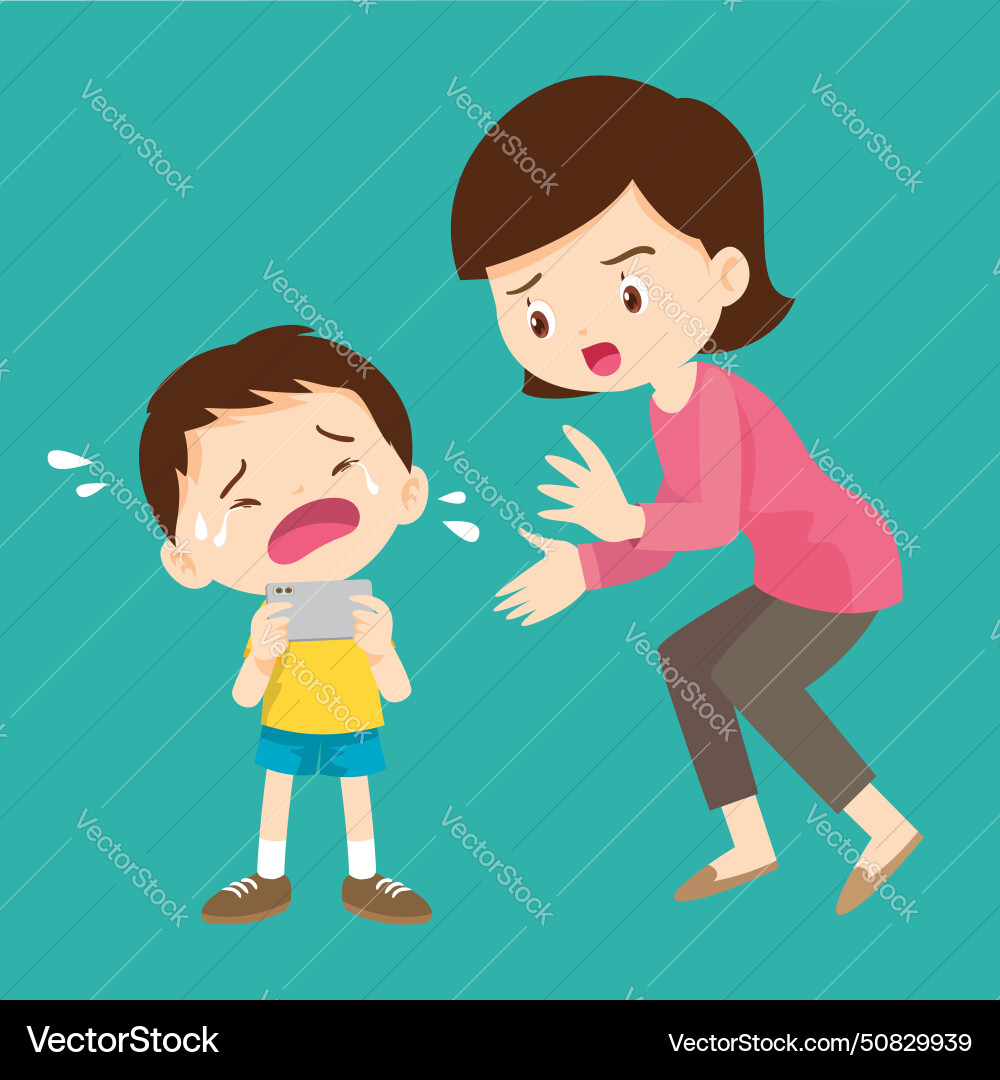 Parent angry to kid addicted phone Royalty Free Vector Image