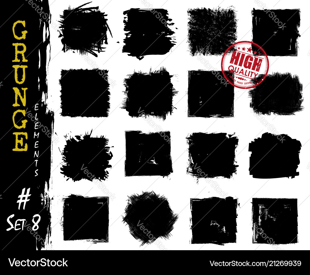 Set of grunge style square shapes elements Vector Image