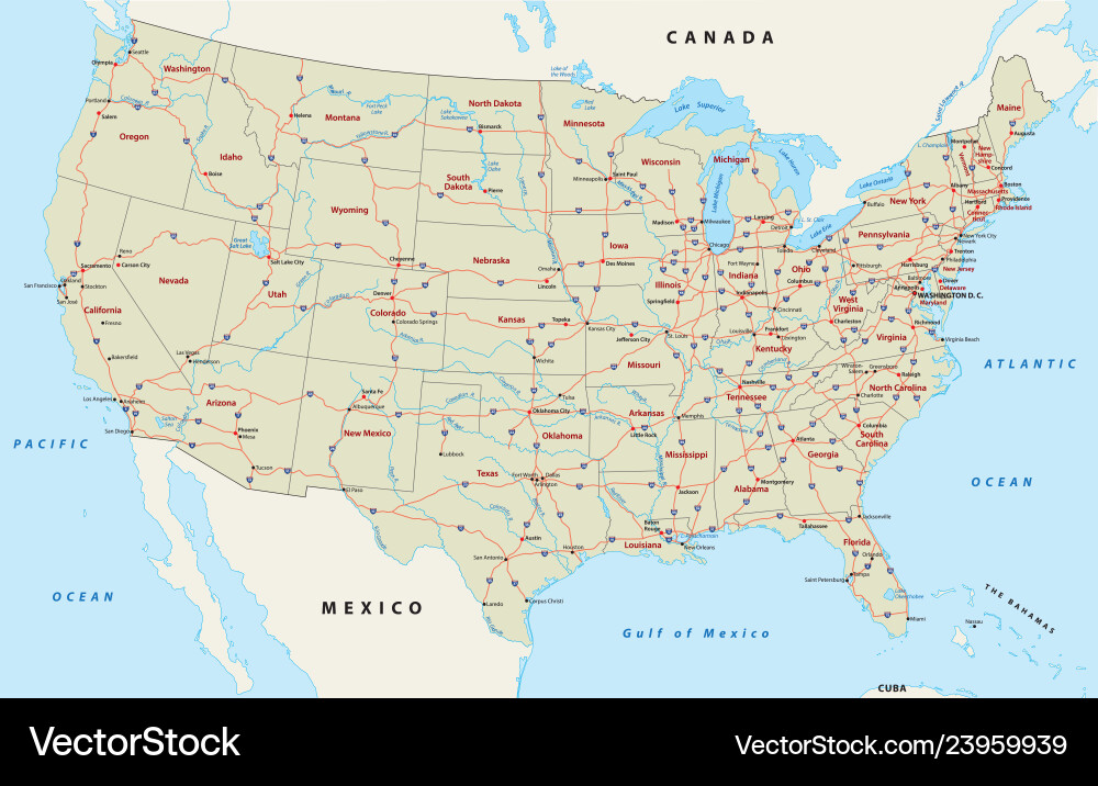 Highway Map of Us Vector Images (over 400)