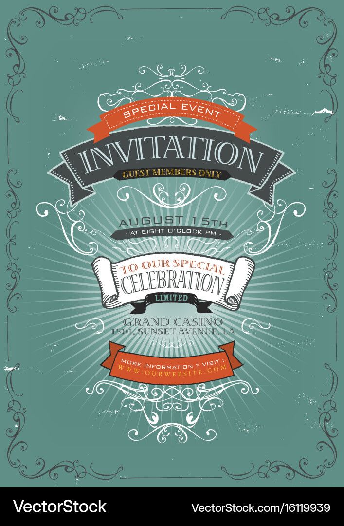 Vintage invitation poster background Royalty Free Vector