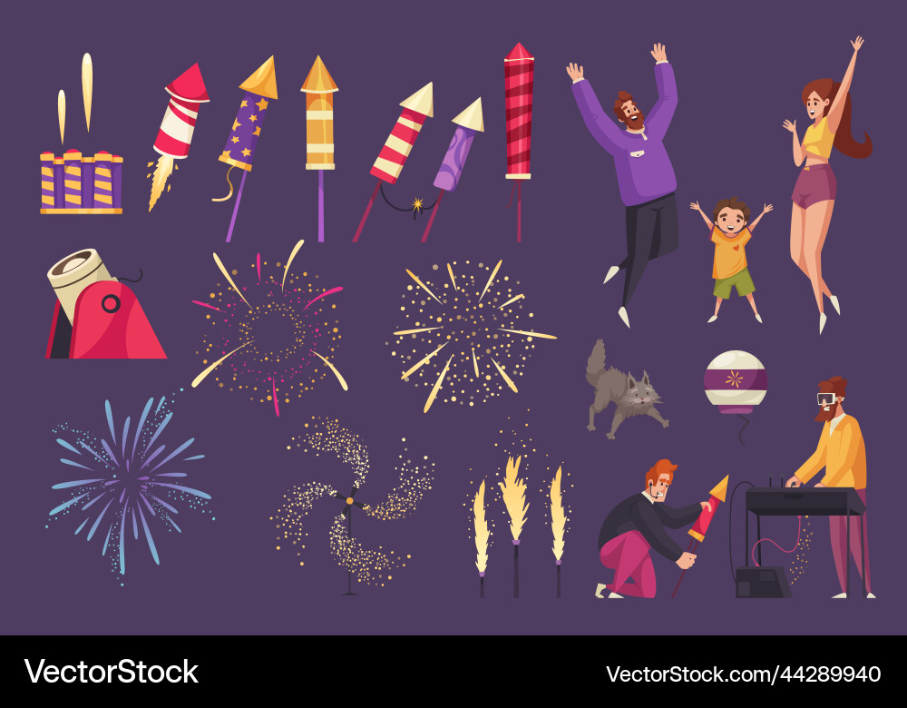 Fireworks icons set Royalty Free Vector Image - VectorStock