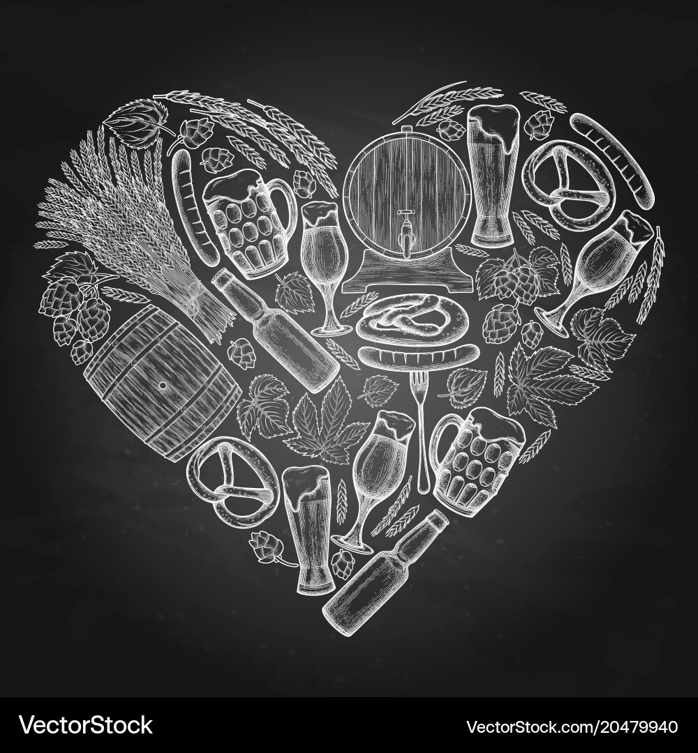 Graphic beer heart Royalty Free Vector Image - VectorStock